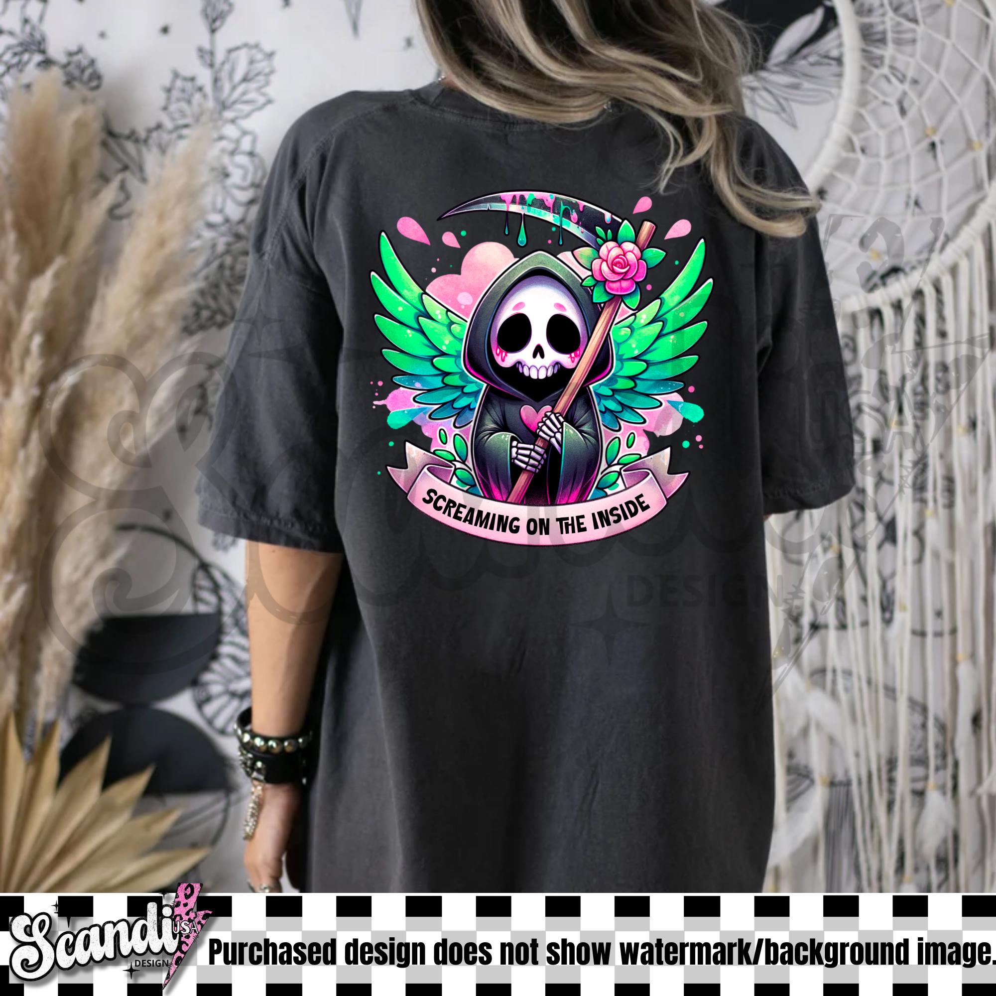 Screaming on the Inside PNG, Grim Reaper Clipart, Snarky Skeleton ...