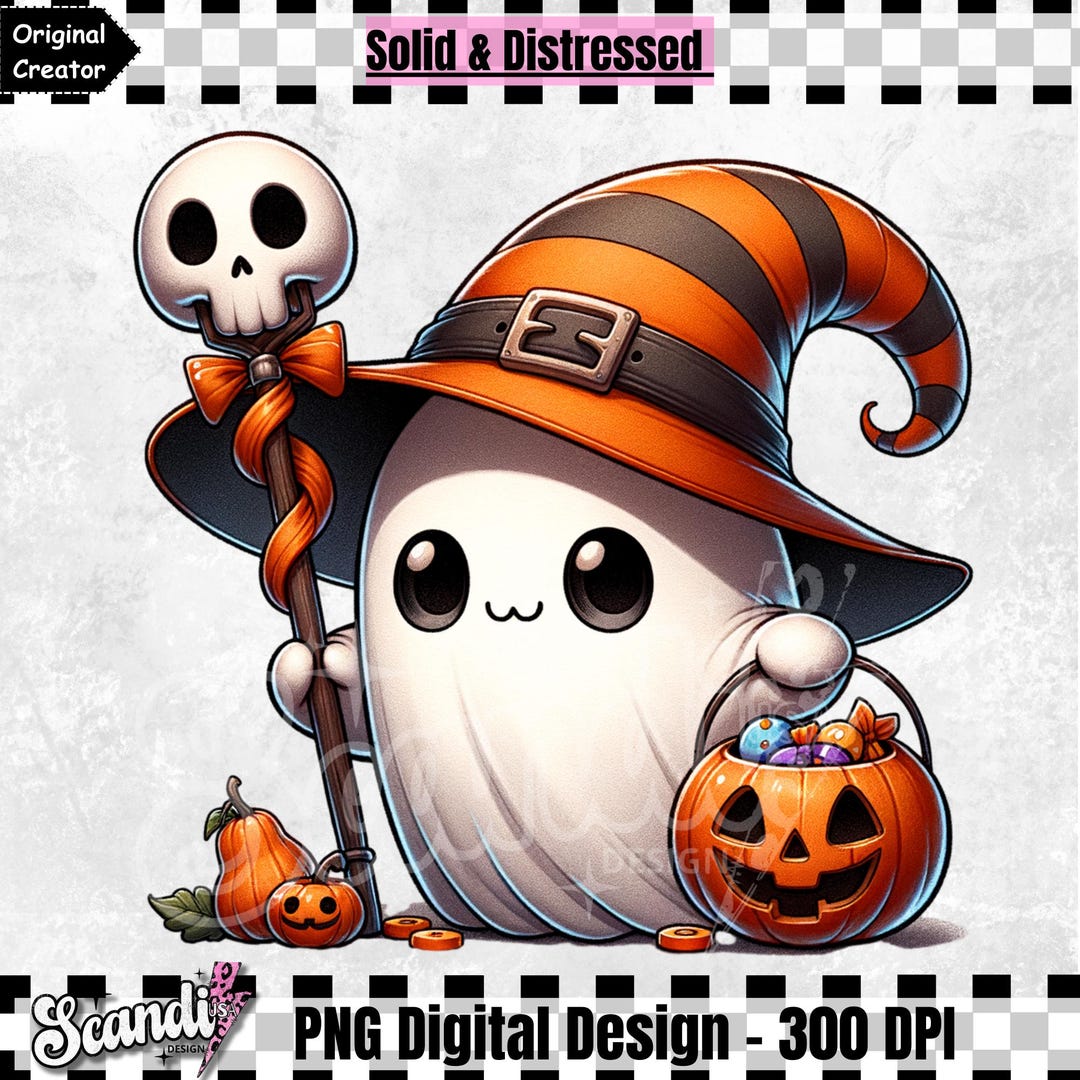 Cute Halloween Ghost Wizard PNG Clipart (digital Download) - Etsy