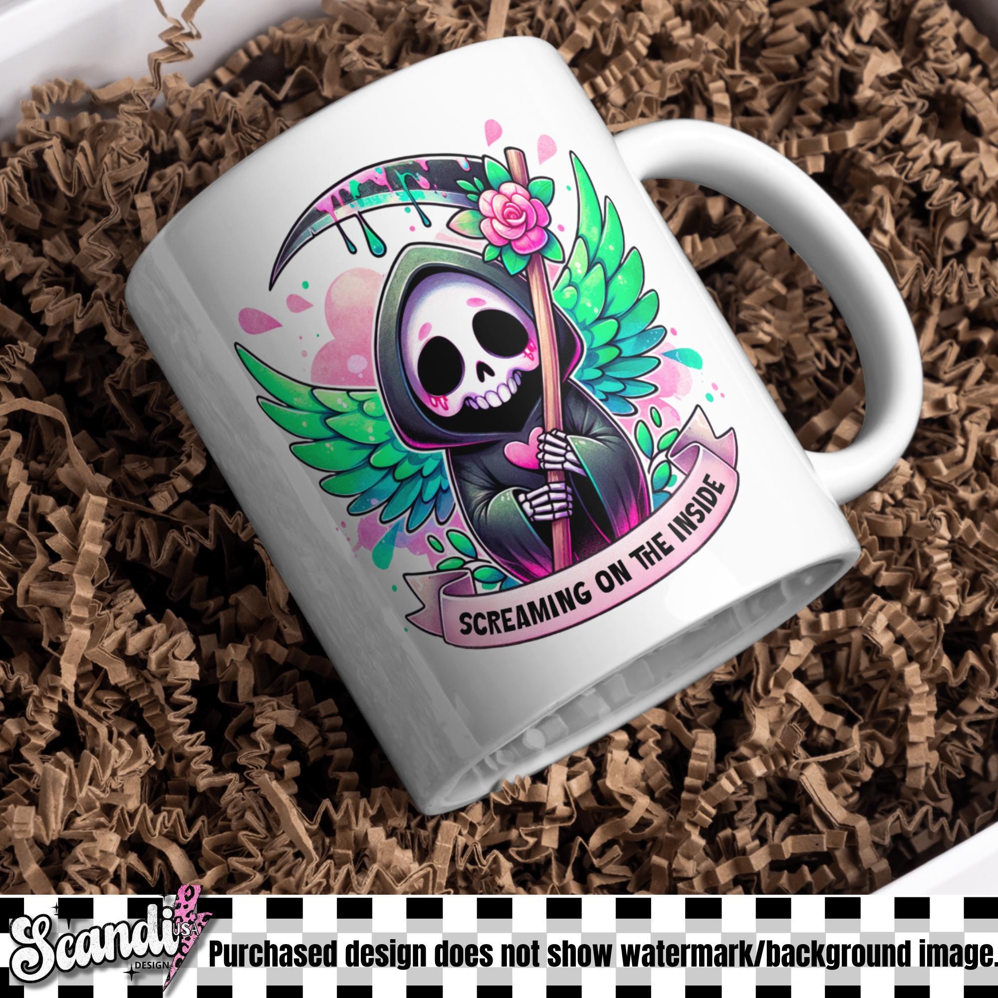 Screaming on the Inside PNG, Grim Reaper Clipart, Snarky Skeleton ...