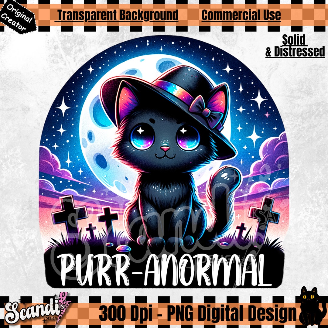 Funny Halloween Cat Sublimation Design | Purranormal Black Cat Clipart ...