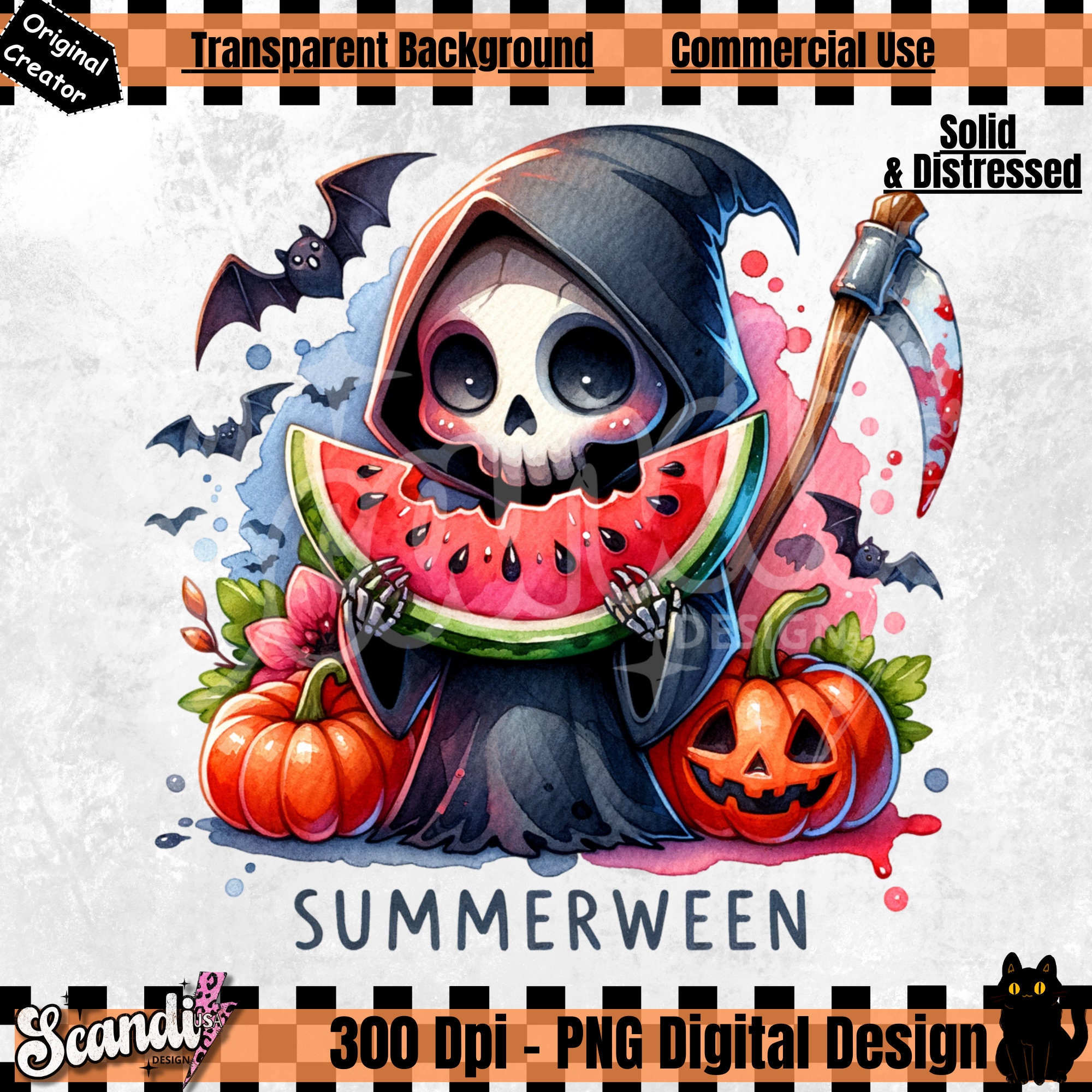 Cute Summerween Clipart | Spooky Halloween PNG (digital Download) - Etsy