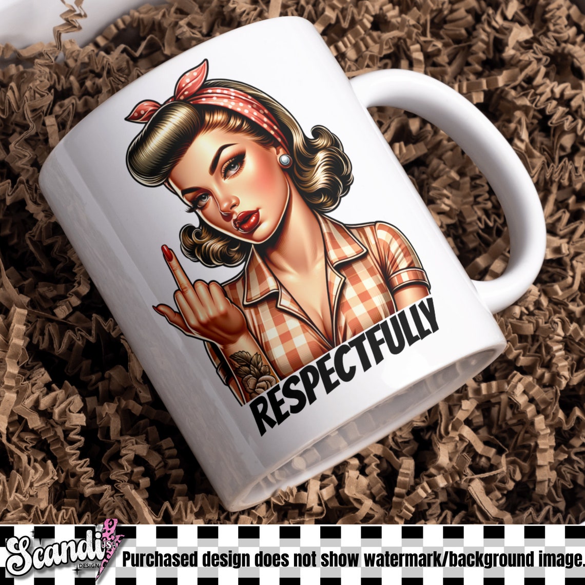 Retro Sassy Middle Finger PNG Respectfully, Funny Design (digital ...