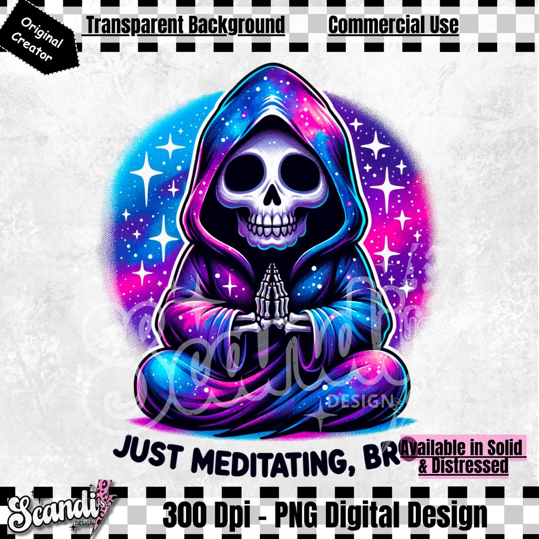 Meditating Skeleton PNG, Galaxy Grim Reaper Clipart (digital Download ...