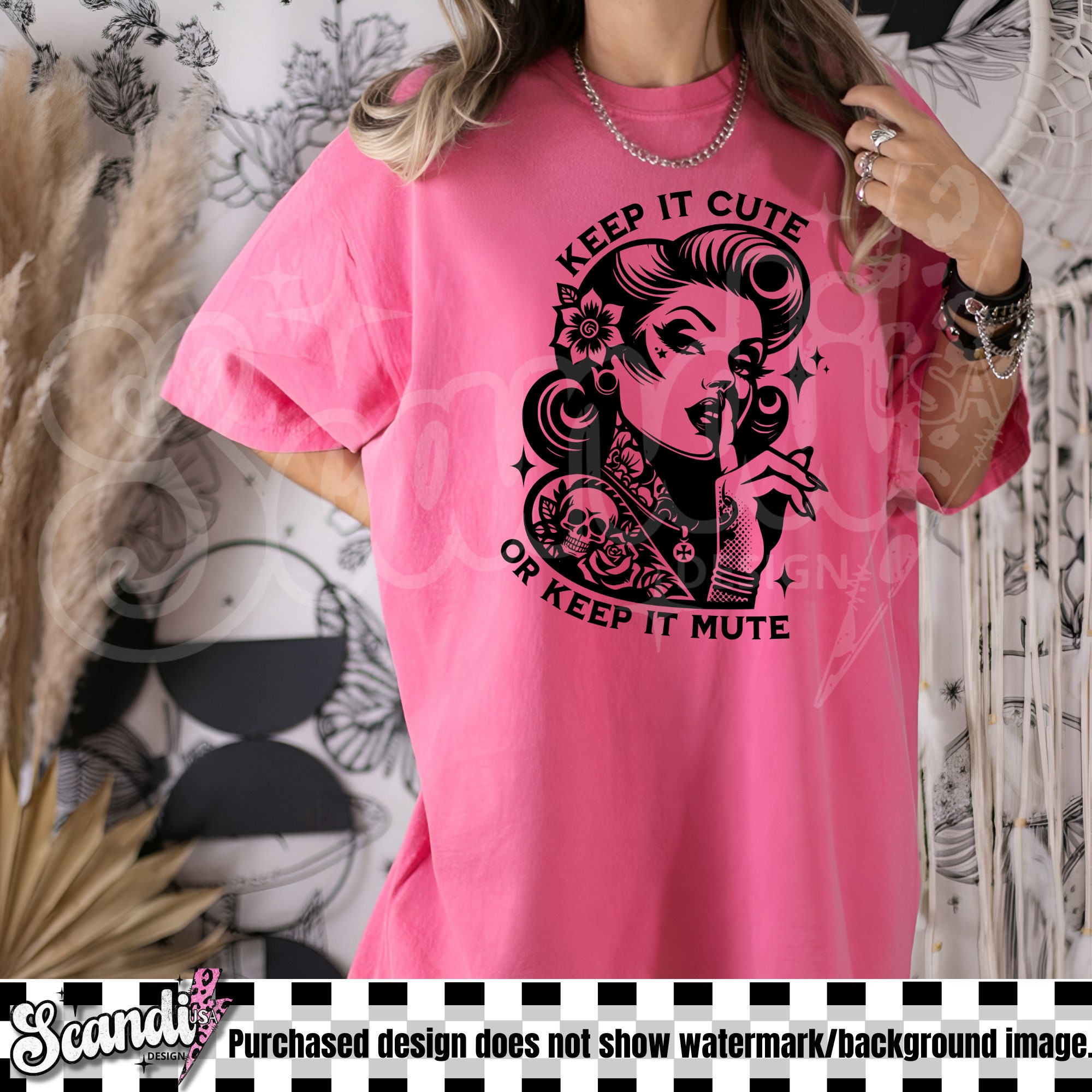 Keep It Cute or Keep It Mute PNG | Retro Girl Design (digital Download ...