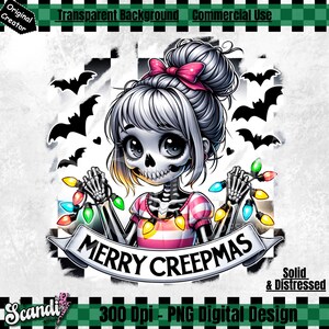 Merry Creepmas Neon Christmas PNG, Spooky Season Retro Skeleton PNG ...
