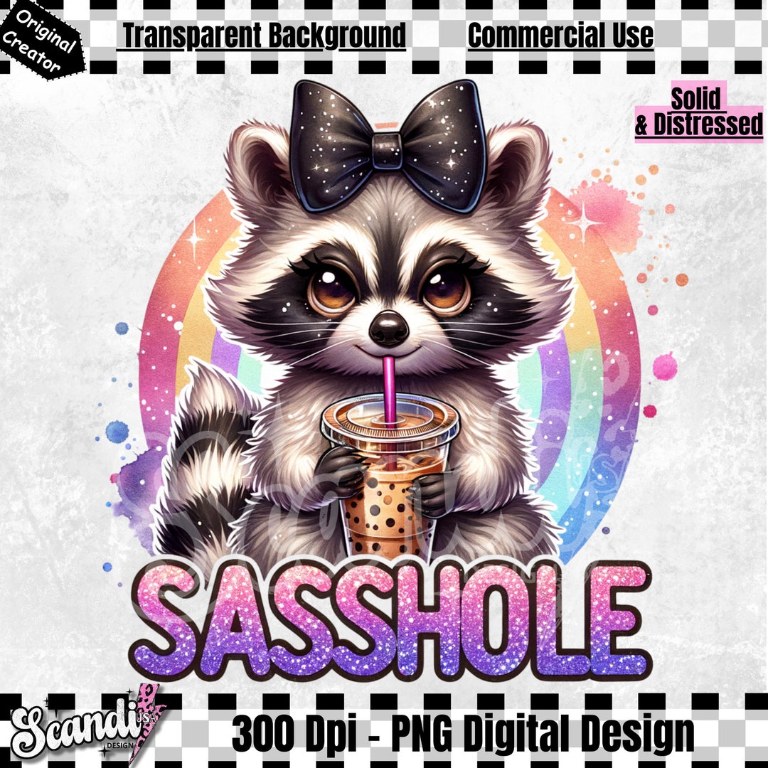 Funny Raccoon PNG | Sasshole Clipart | Trash Panda PNG | Coffee | Sassy ...