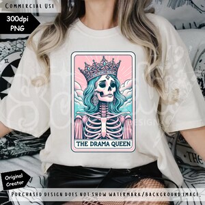The Drama Queen Tarot Card PNG | Funny Skeleton Skull Sublimation ...