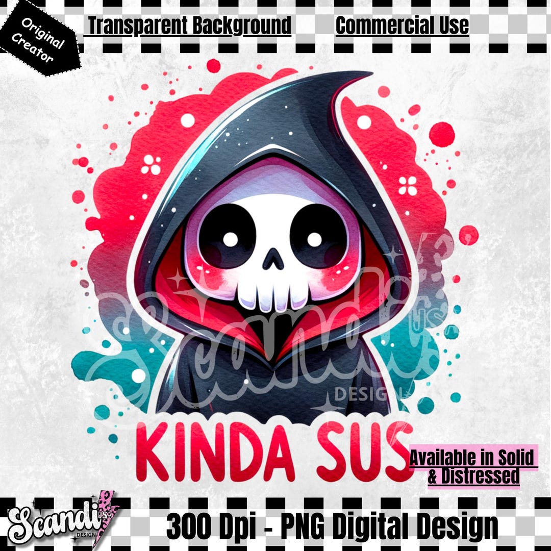 Kinda Sus Clipart, Sus Grim Reaper PNG, Sussy Sublimation Design ...