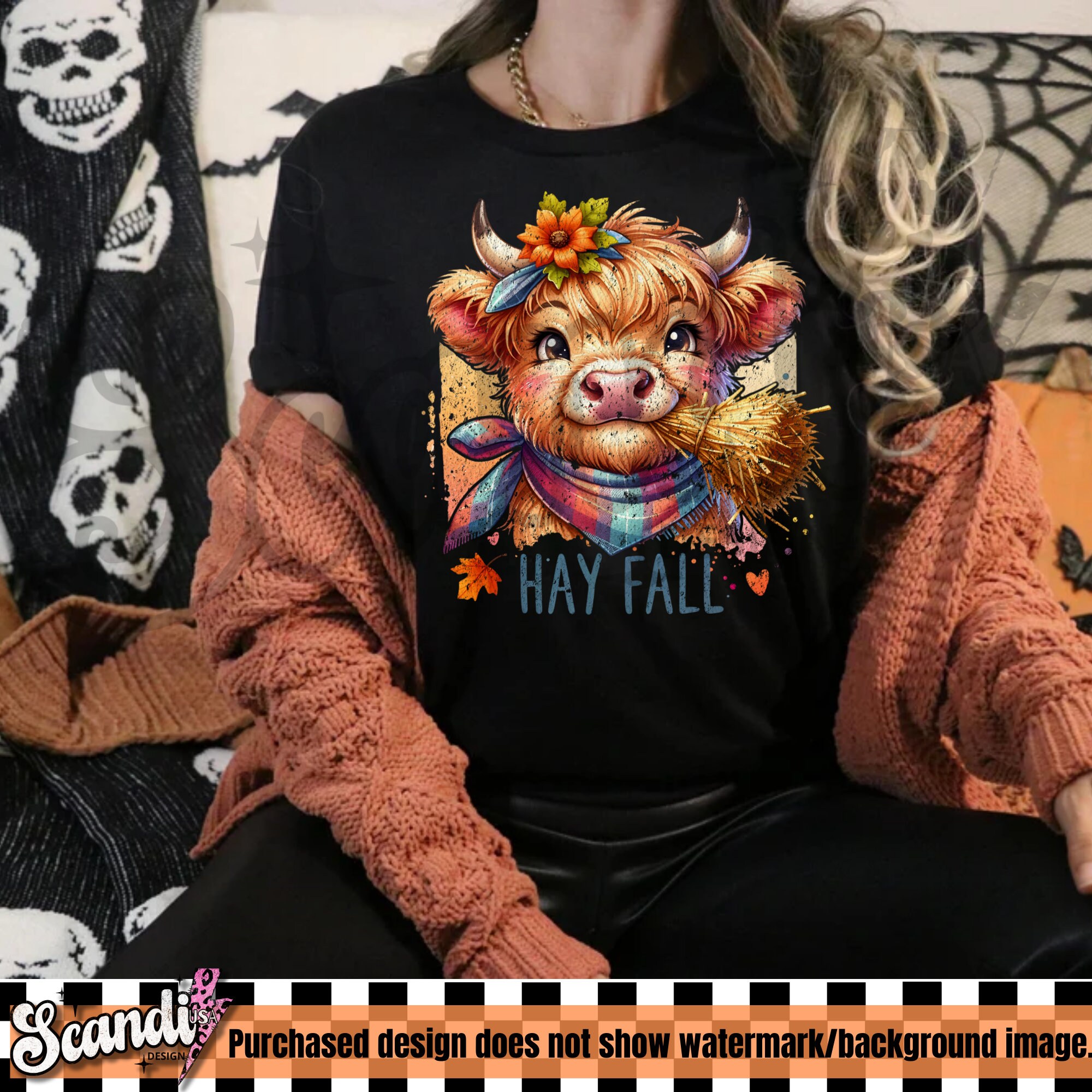 Hay Fall Highland Cow PNG | Cute Heifer Cow Sublimation Design ...