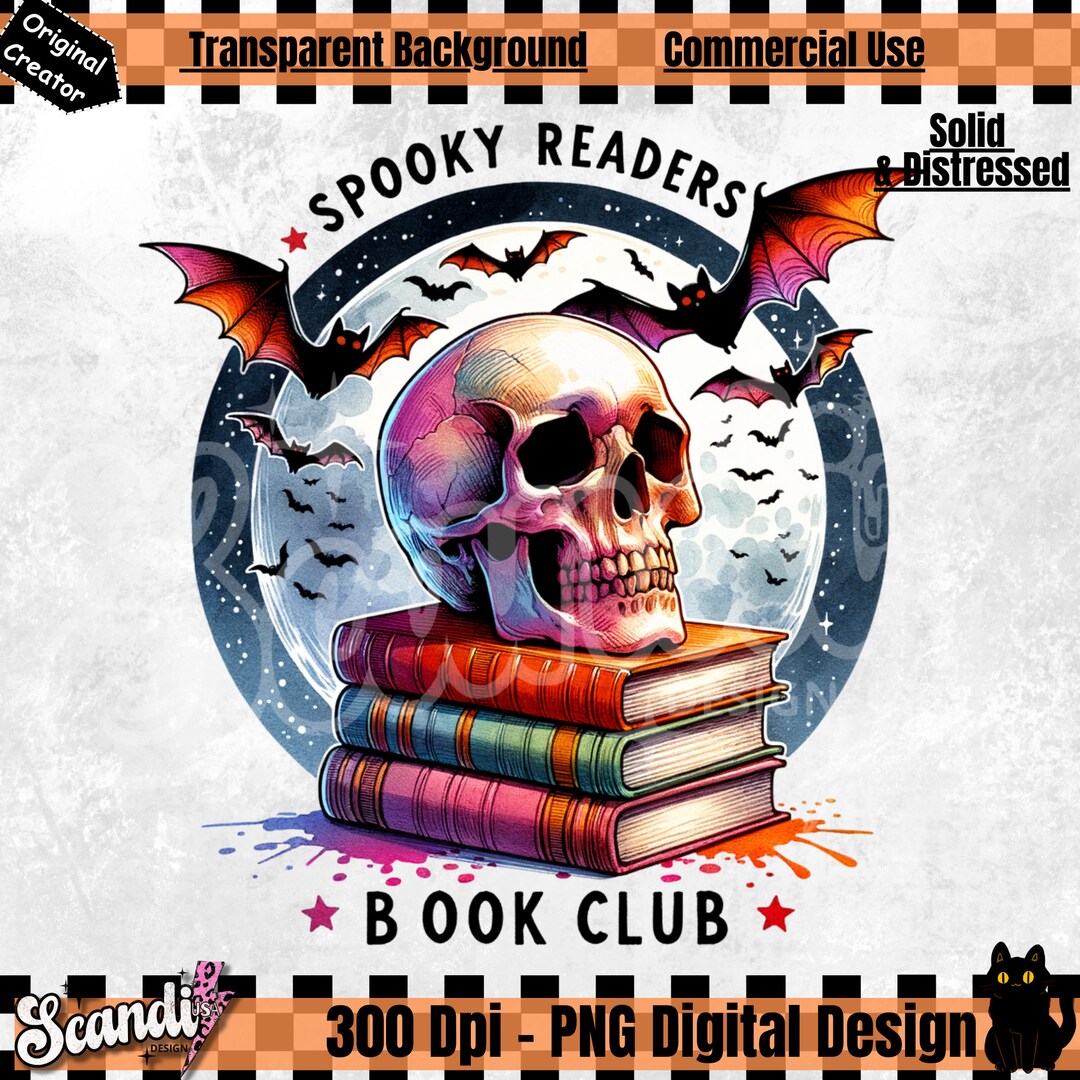 Spooky Readers Book Club PNG | Book Reader Clipart | Halloween Skull ...