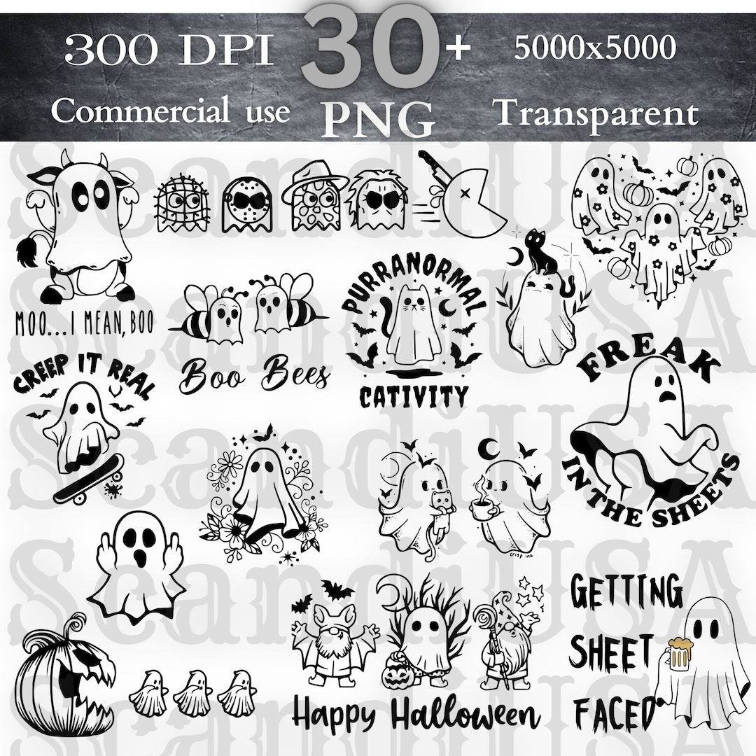 Ghost PNG Bundle for Halloween Designs - Big Bundle - Halloween Shirt ...
