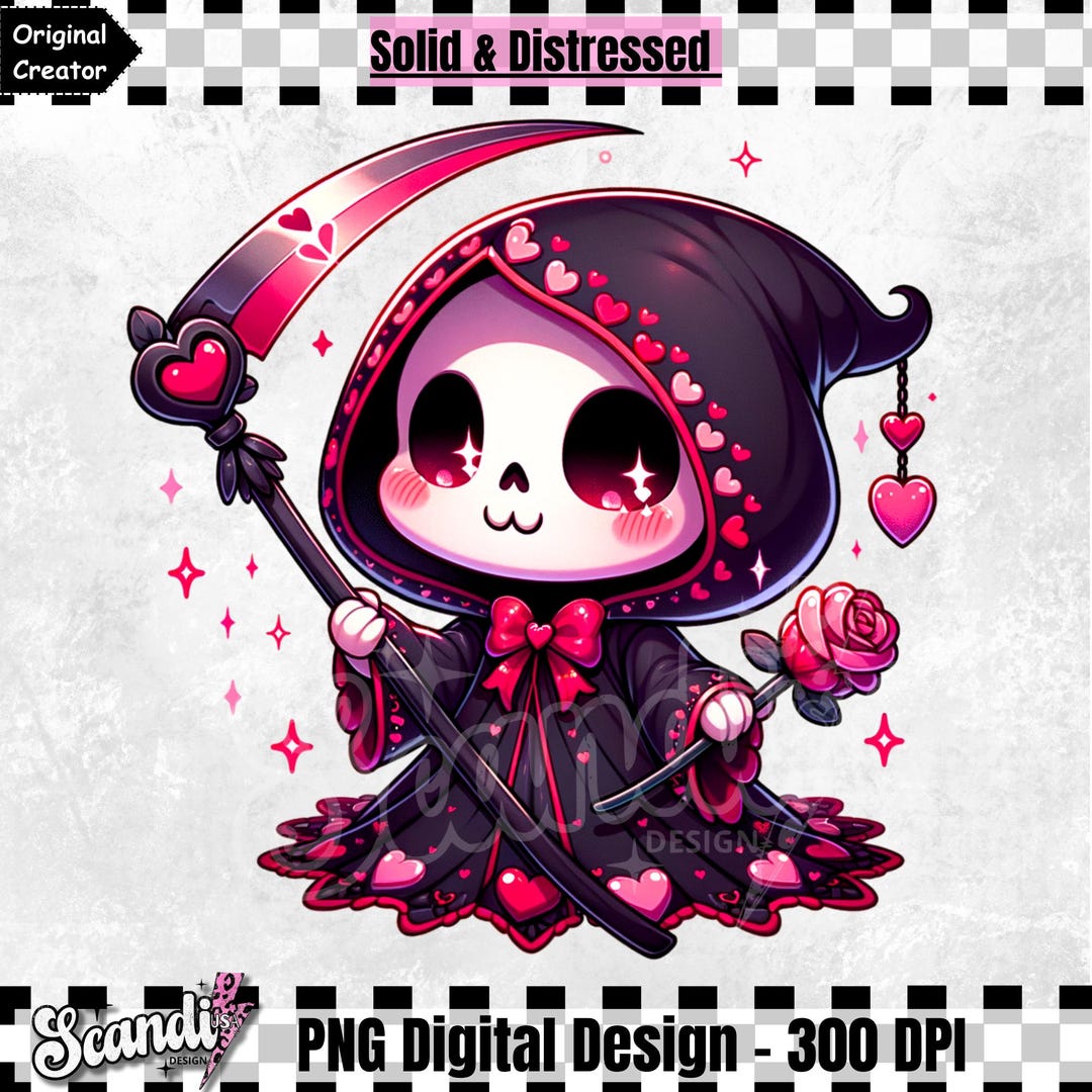 Cute Grim Reaper Love PNG, Funny Valentine Shirt, Sticker Design ...