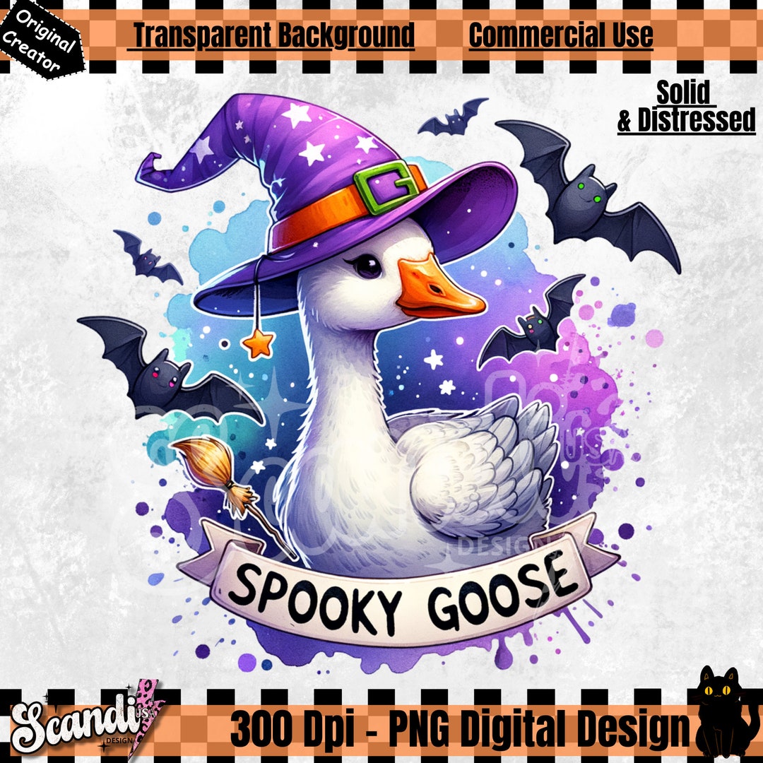 Spooky Goose PNG, Funny Halloween Goose Clipart, Witch Goose ...