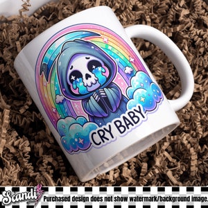 Cry Baby PNG | Crying Grim Reaper Clipart | Sad Skeleton Sublimation ...
