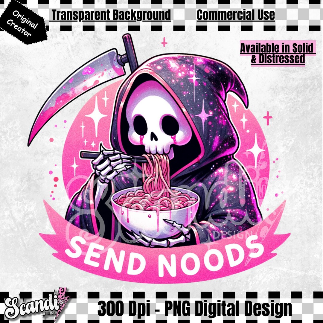 Funny Send Noods PNG, Cute Grim Reaper Clipart, Spooky Sublimation ...
