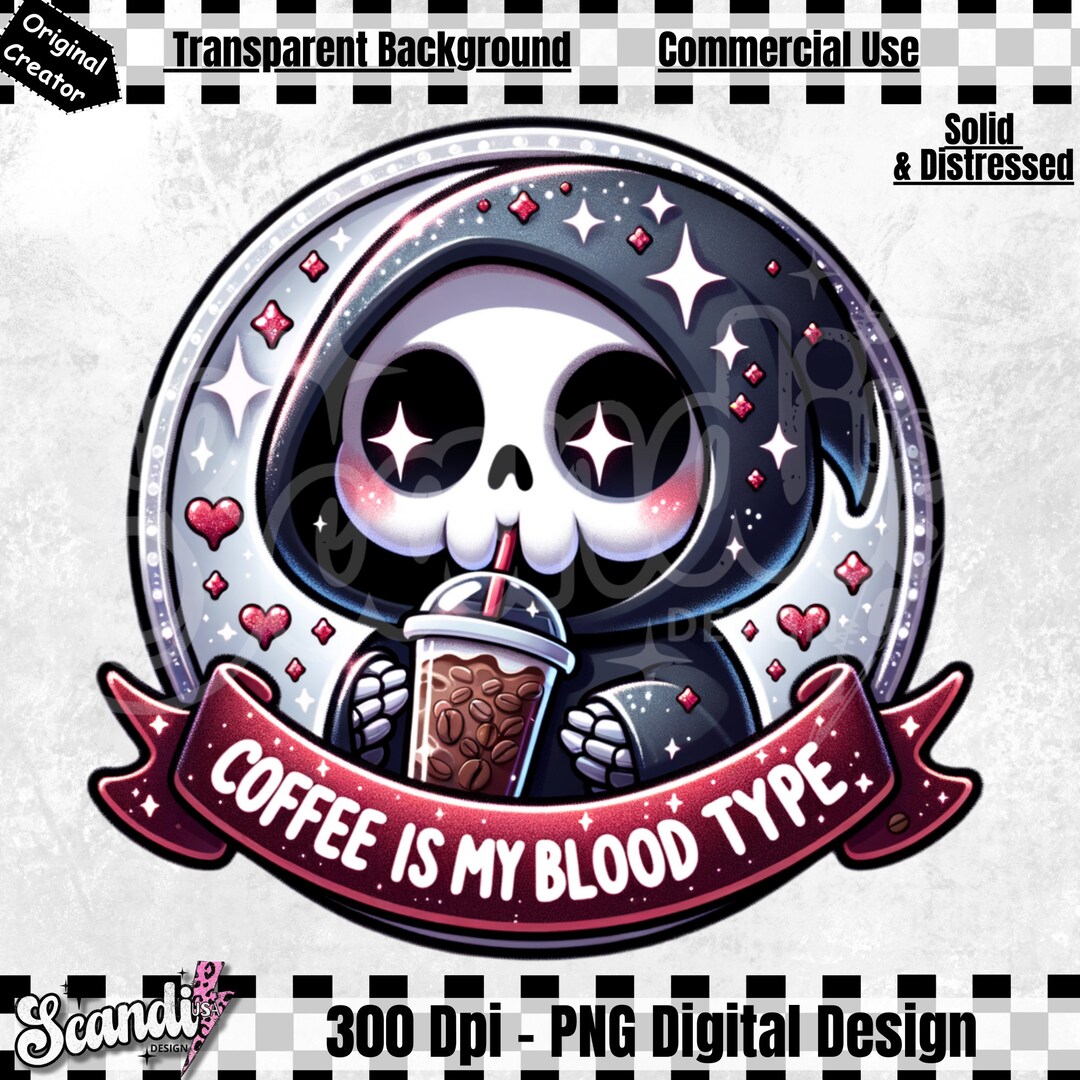 Coffee Grim Reaper PNG | Spooky Skeleton Sublimation (digital Download ...