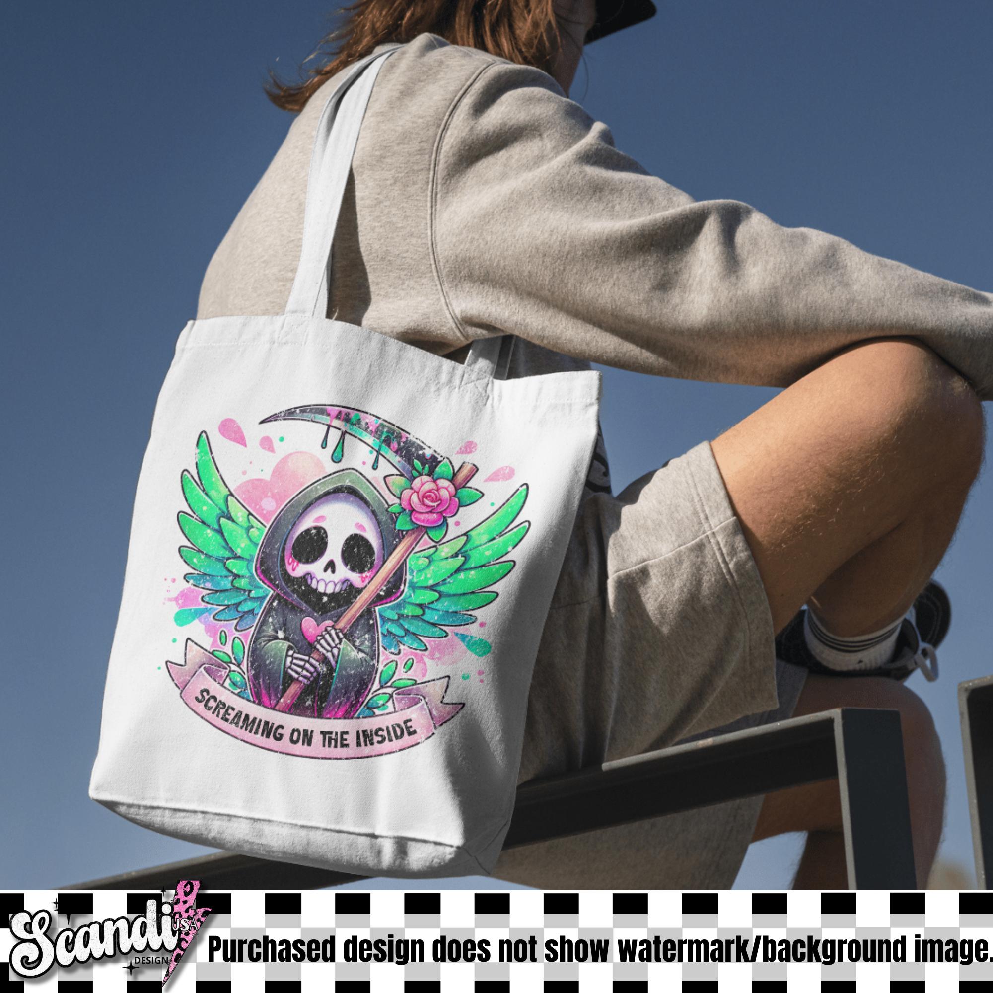 Screaming on the Inside PNG, Grim Reaper Clipart, Snarky Skeleton ...