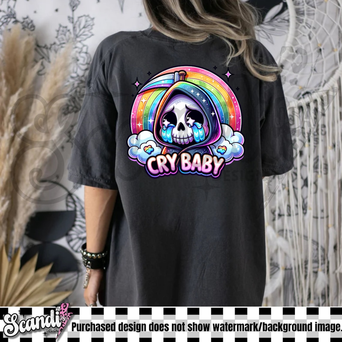 Cry Baby PNG | Crying Grim Reaper Clipart | Sad Skeleton Design | DTF ...