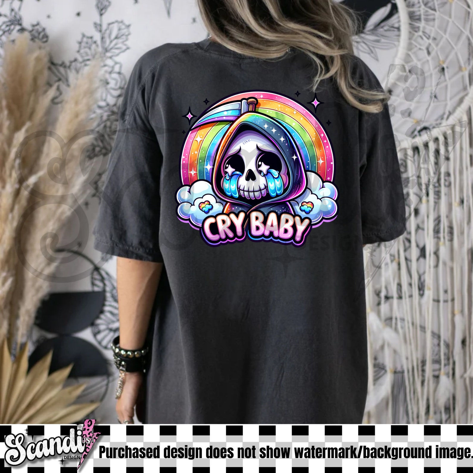 Cry Baby PNG | Crying Grim Reaper Clipart | Sad Skeleton Design | DTF ...