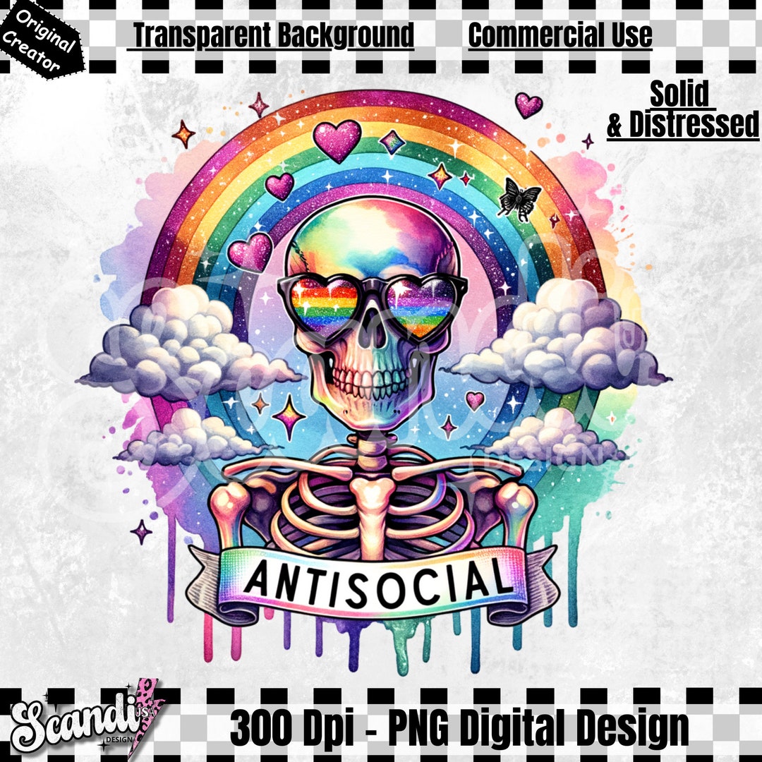 Antisocial Snarky Skeleton PNG | Skeleton Shirt Sublimation | Anti ...