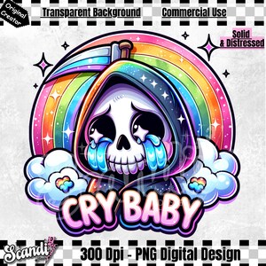 Cry Baby PNG | Crying Grim Reaper Clipart | Sad Skeleton Design | DTF ...