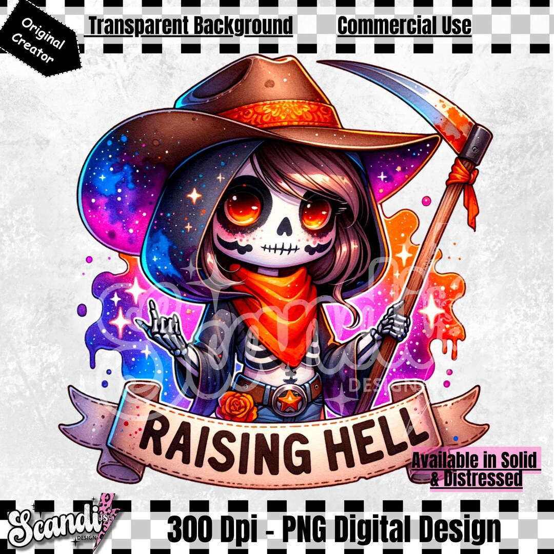 Raising Hell PNG, Spooky Cowboy Clipart, Funny Southern Phrase Png ...