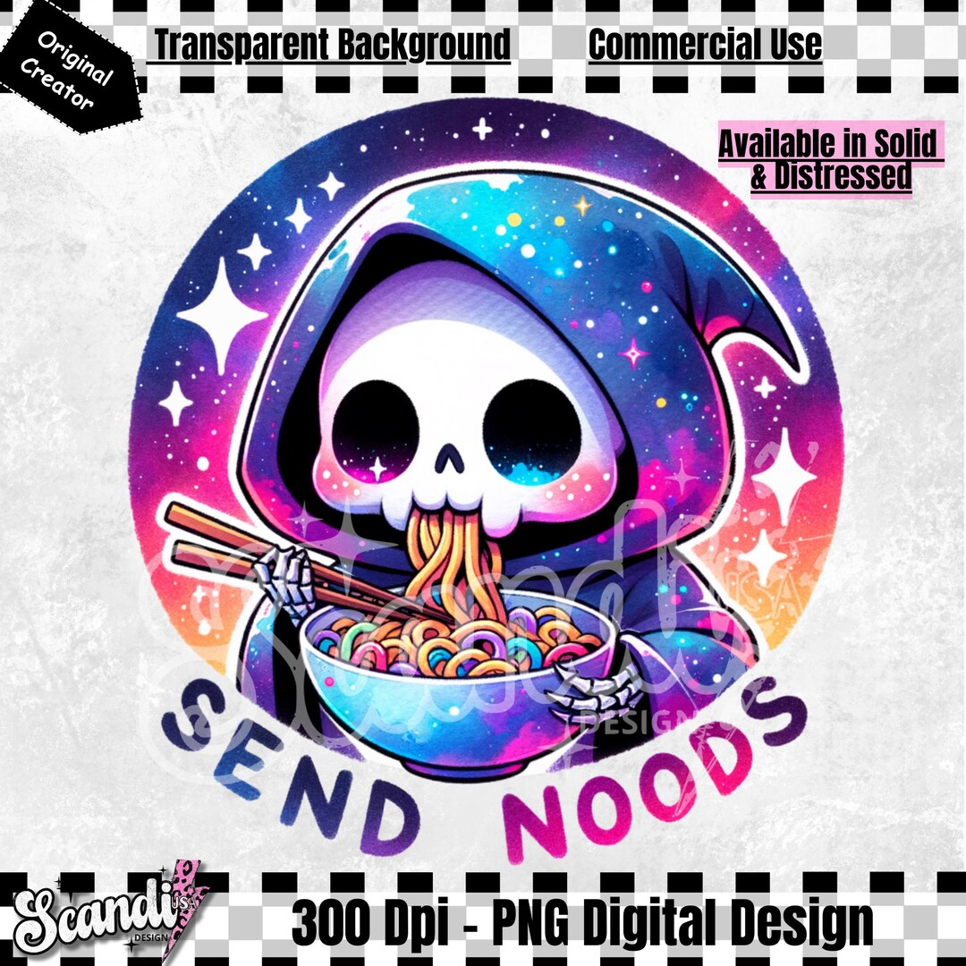 Funny Send Noods PNG, Cute Grim Reaper Clipart, Spooky Sublimation ...