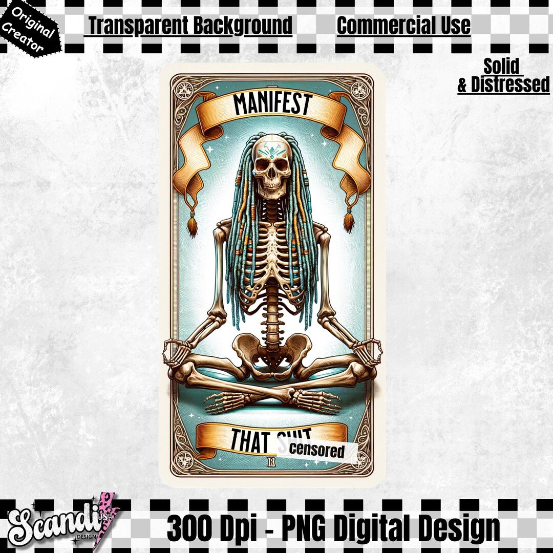 Manifest That Shit Funny Tarot PNG | Tarot Card PNG | Skeleton Tarot ...
