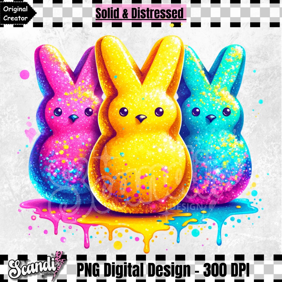 Glitter Easter Peeps Clipart, Cute Bunny Shirt Sublimation Design ...