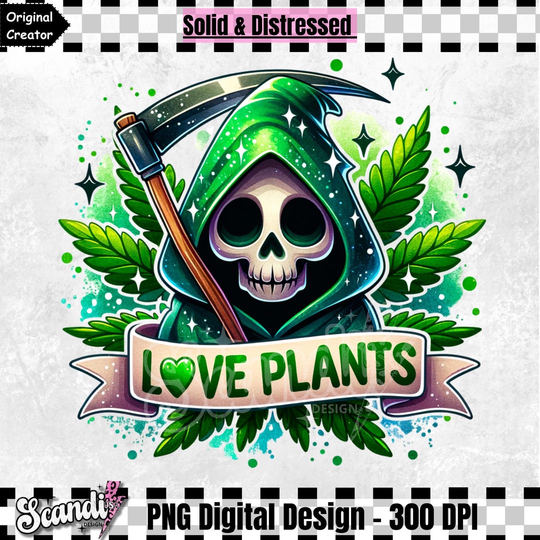I Love Plants PNG, Funny Grim Reaper Clipart, Cute Gardening PNG ...