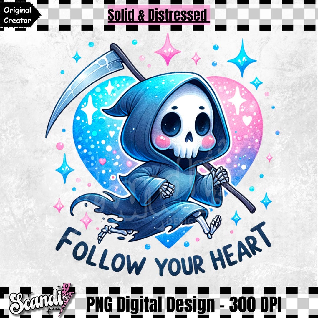 Follow Your Heart Grim Reaper PNG, Cute Clipart, Valentines Day ...