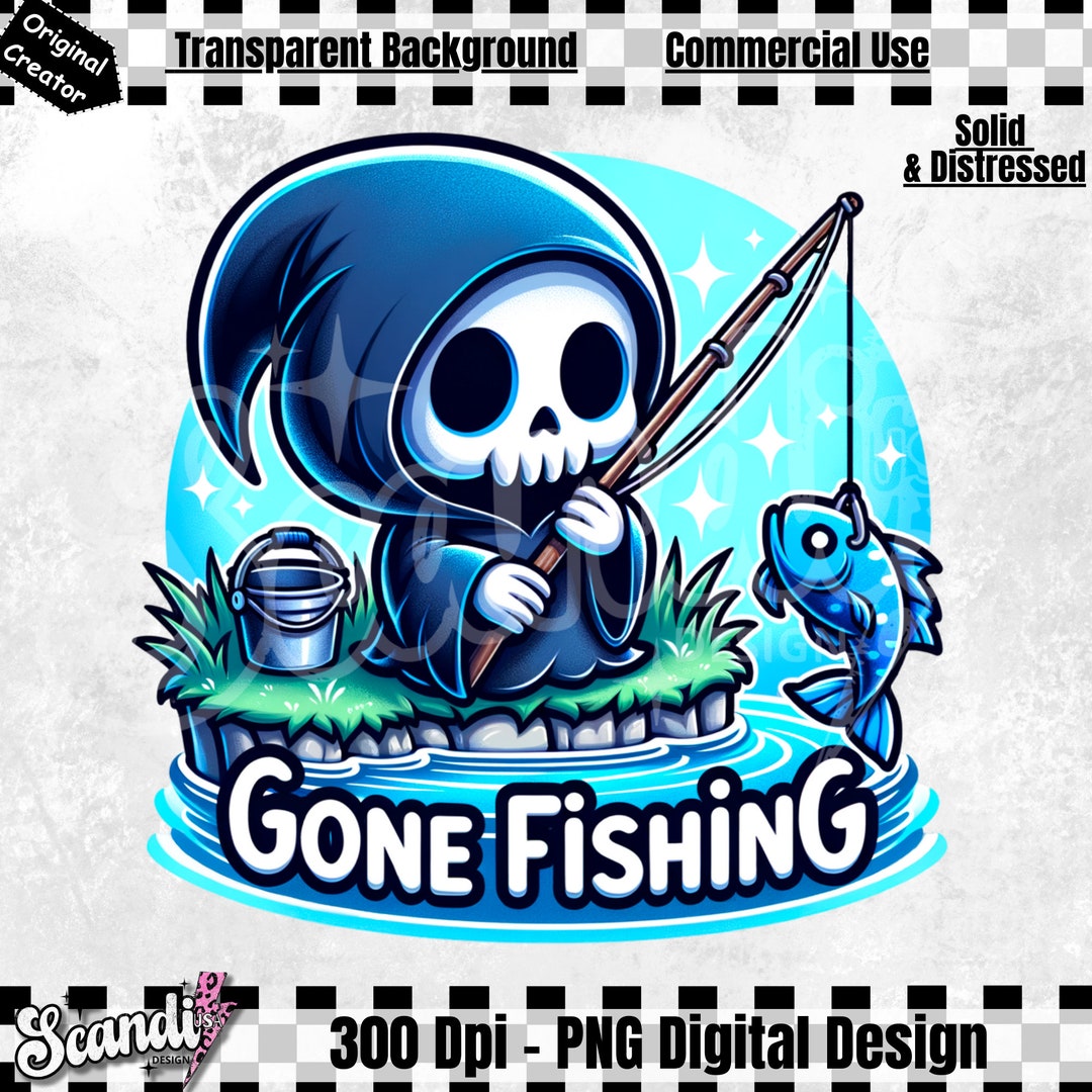 Spooky Fishing PNG | Funny Gone Fishing PNG | Summer Grim Reaper ...