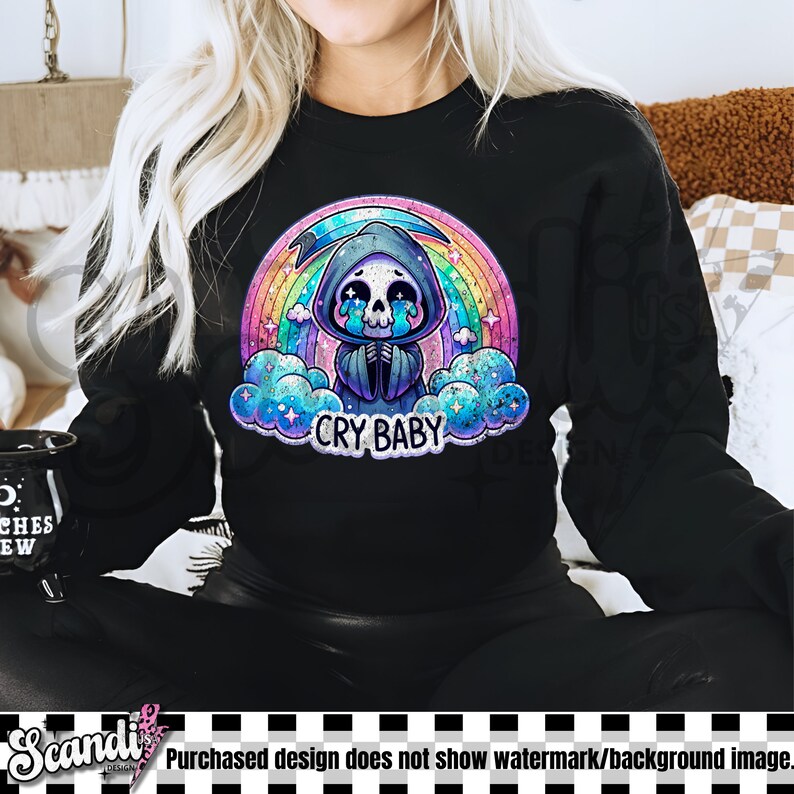 Cry Baby PNG | Crying Grim Reaper Clipart | Sad Skeleton Sublimation ...