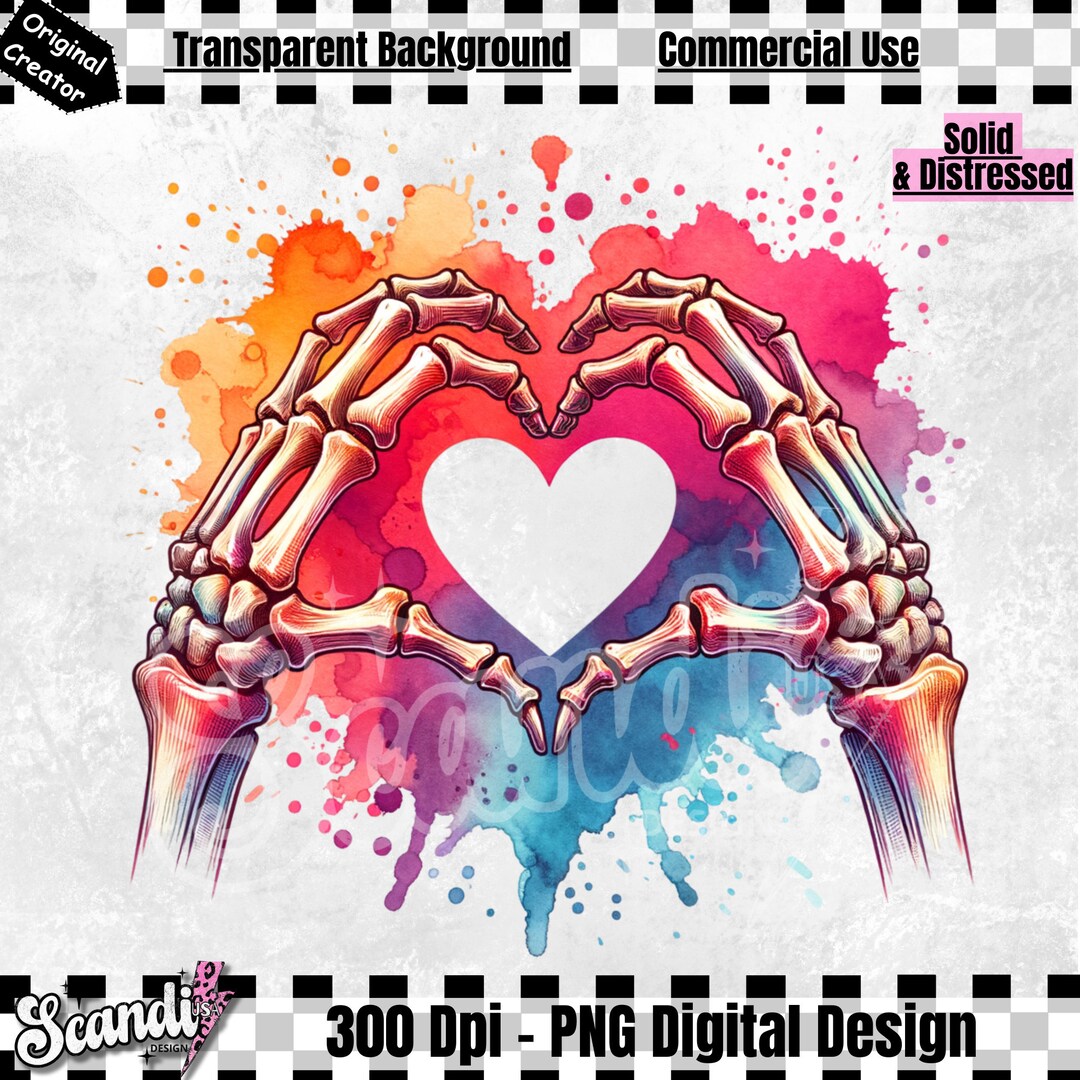 Skeleton Hand PNG | Skull Heart Hands Clipart | Pastel Halloween ...
