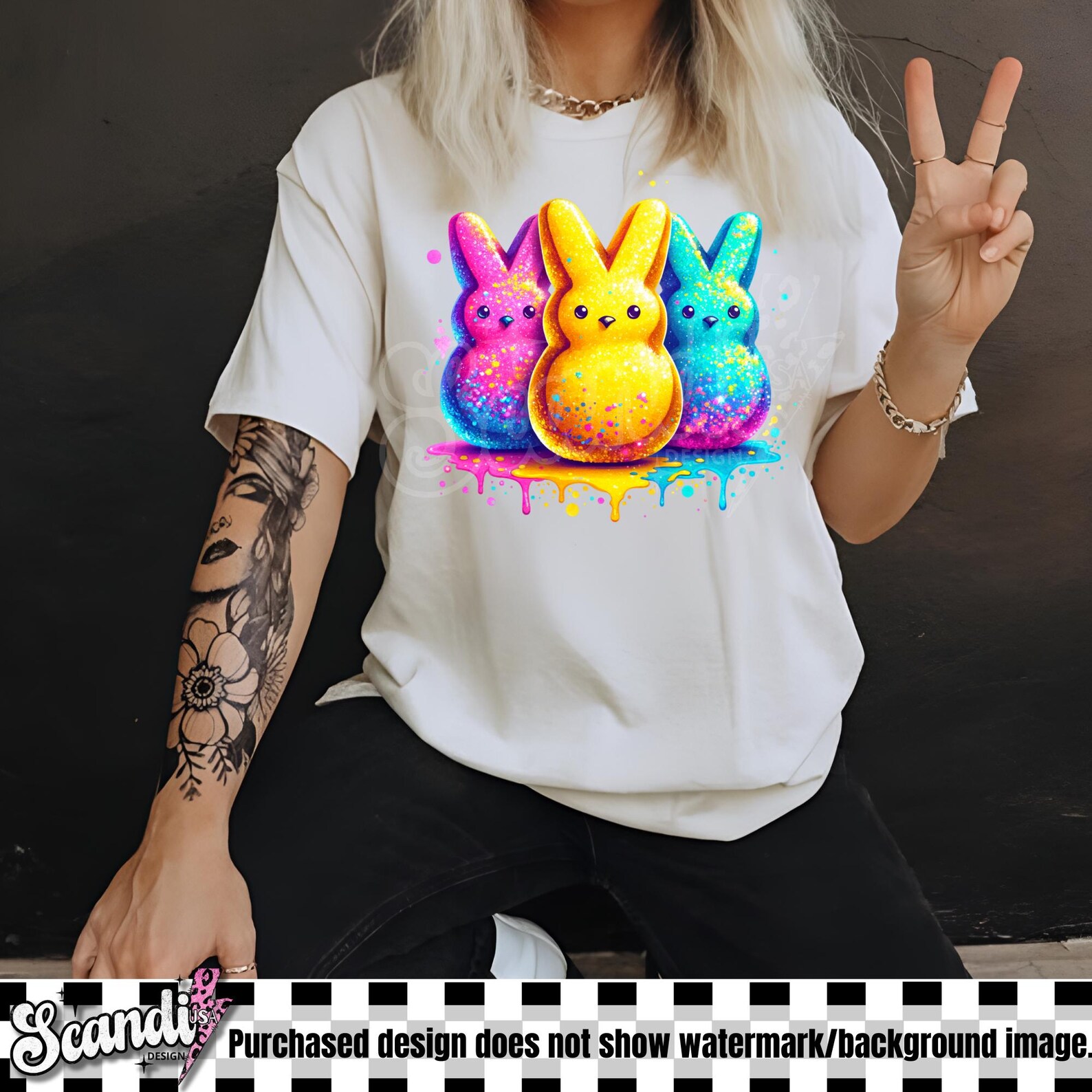 Glitter Easter Peeps Clipart, Cute Bunny Shirt Sublimation Design ...