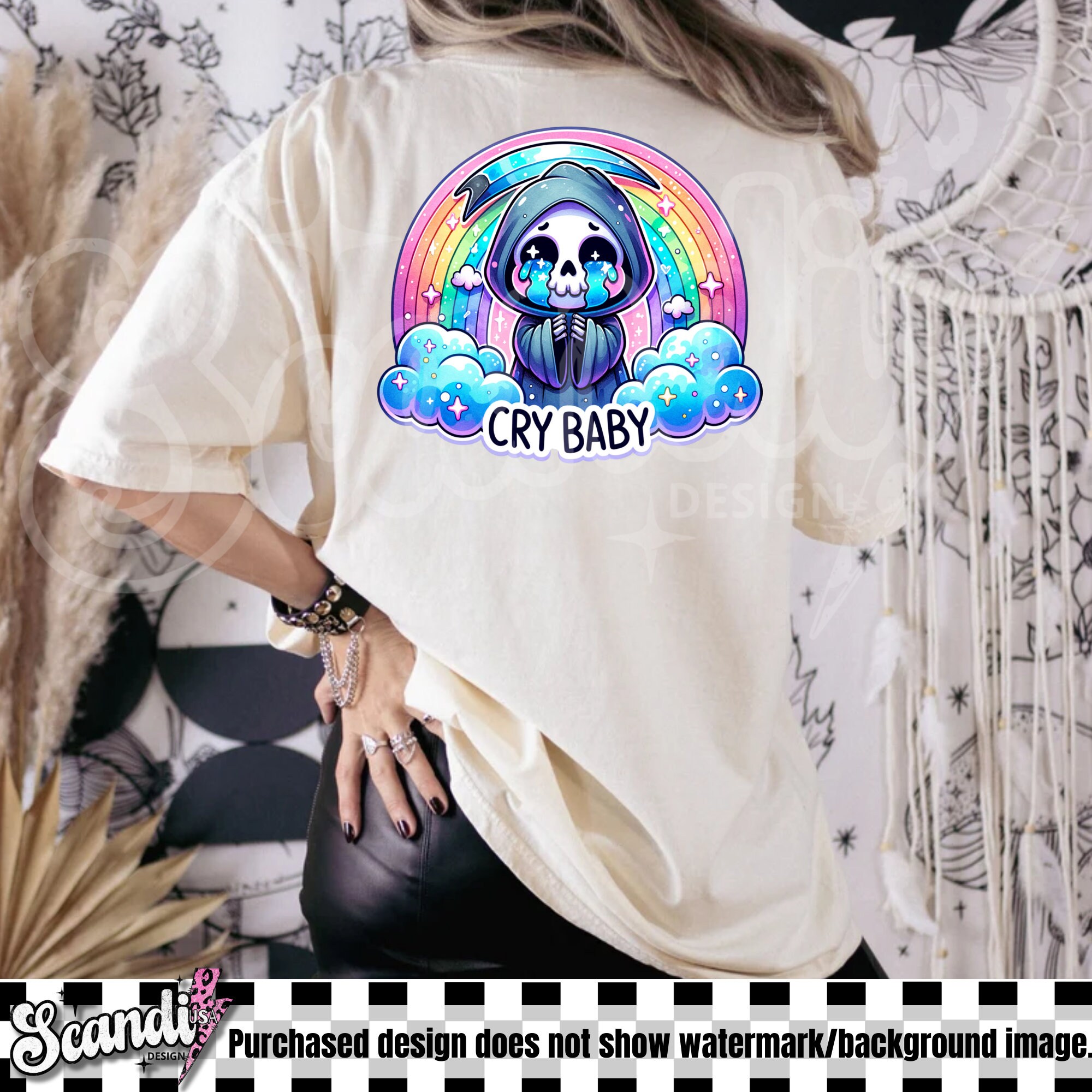 Cry Baby PNG | Crying Grim Reaper Clipart | Sad Skeleton Sublimation ...