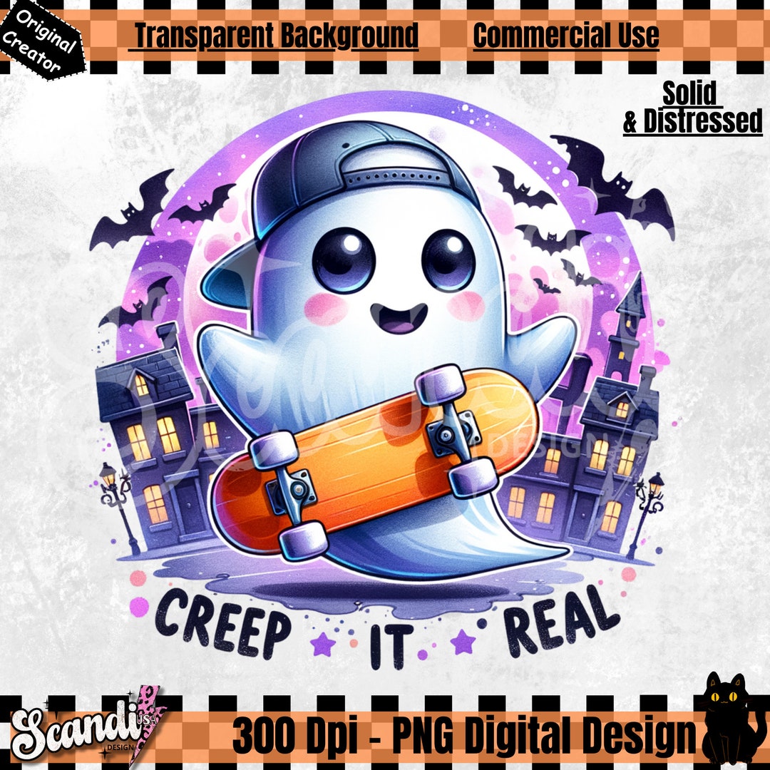 Creep It Real PNG | Retro Skater Ghost Clipart | Spooky Fall ...