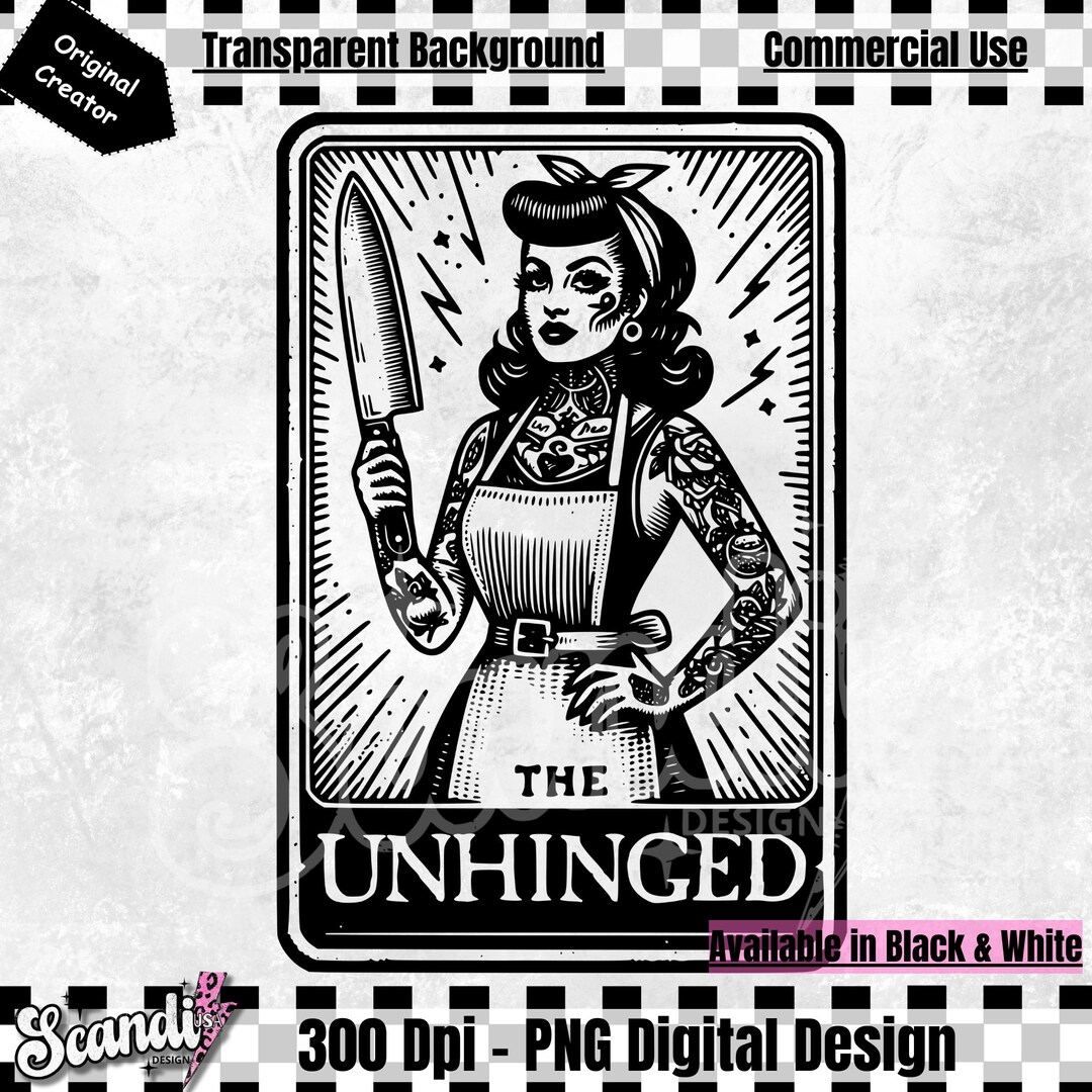 Tarot Card the Unhinged PNG | Retro Unhinged Girl PNG | Vintage Retro ...