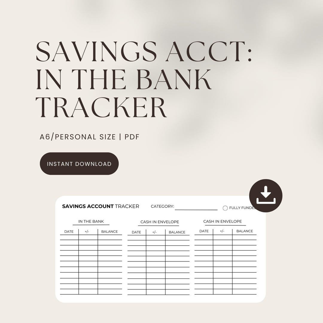 Printable Savings Account/in the Bank Tracker | A6/personal Size ...
