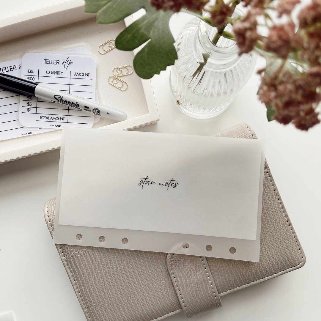 TESTER Star Notes Matte Vellum A6 Cash Envelope Laminated and Hole ...