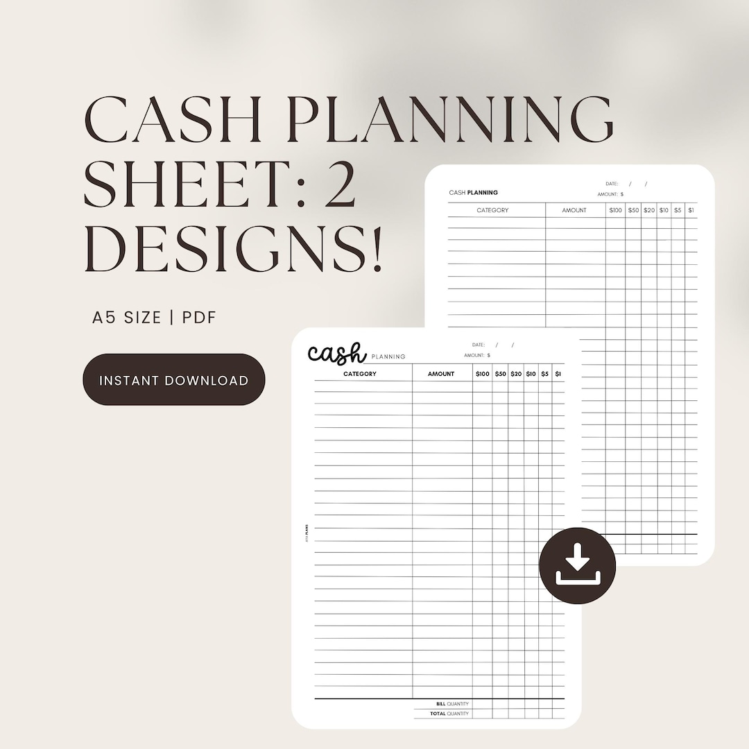 Printable A5 Cash Planning Sheet | Digital Download - Etsy