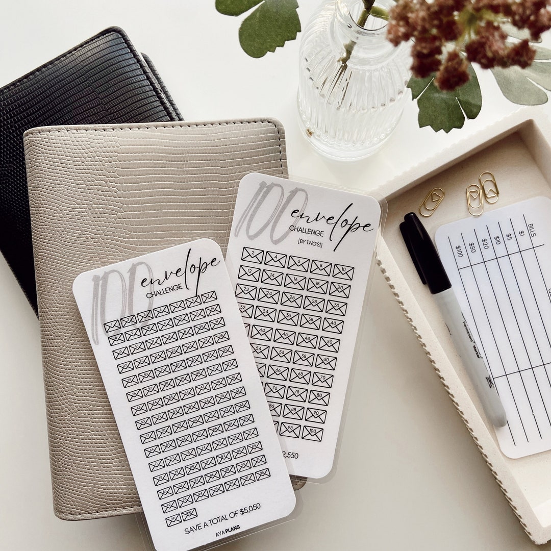 100 Envelope Challenge Tracker Laminated A6 Cash Tracker - Etsy