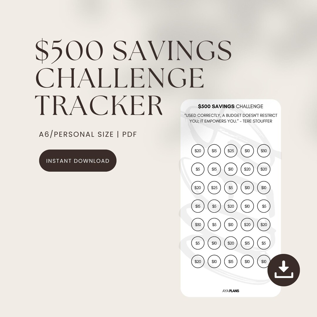 Printable 500 Saving Challenge Tracker | A6 Size | Digital Download - Etsy