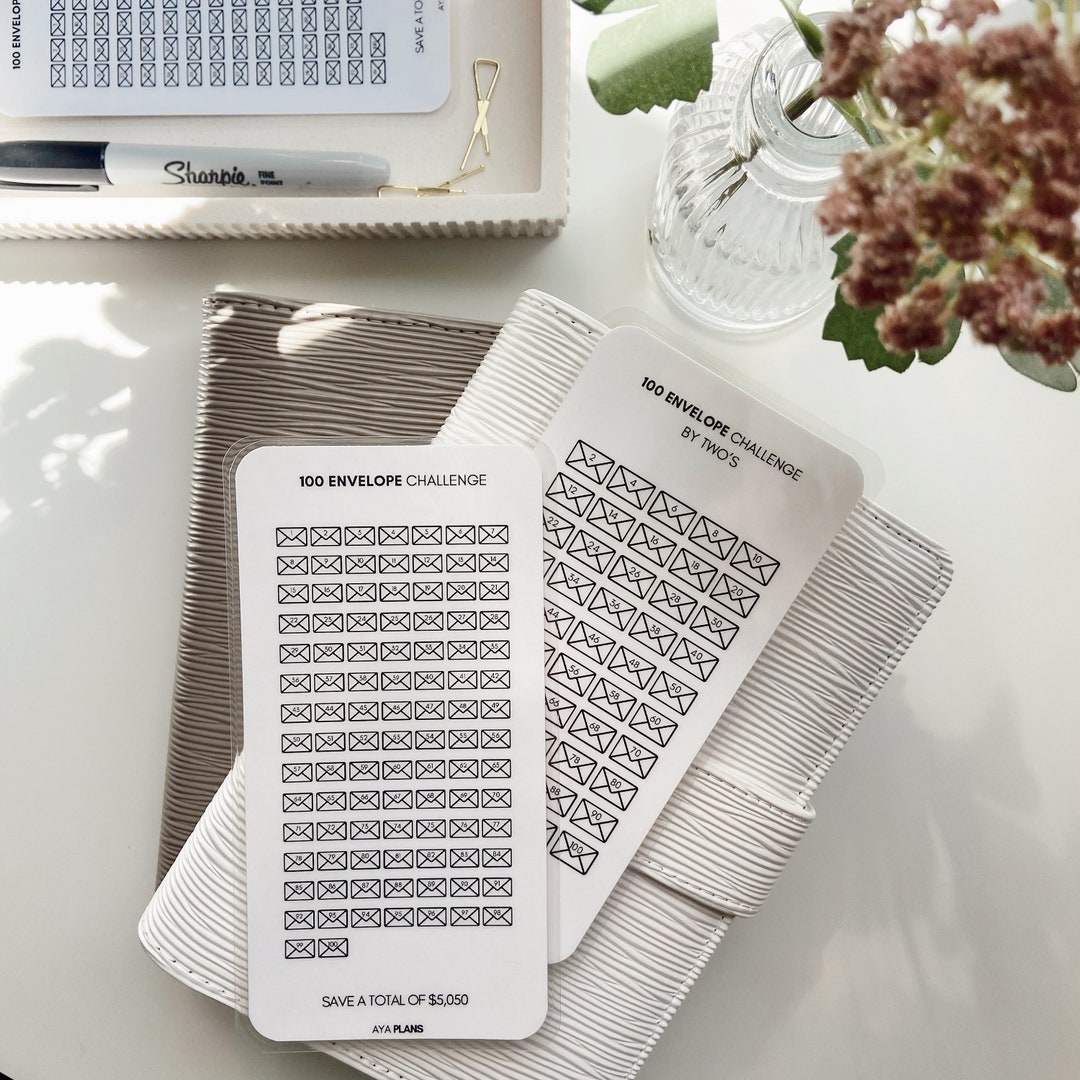 100 Envelope Challenge Tracker Laminated A6 Cash Tracker - Etsy