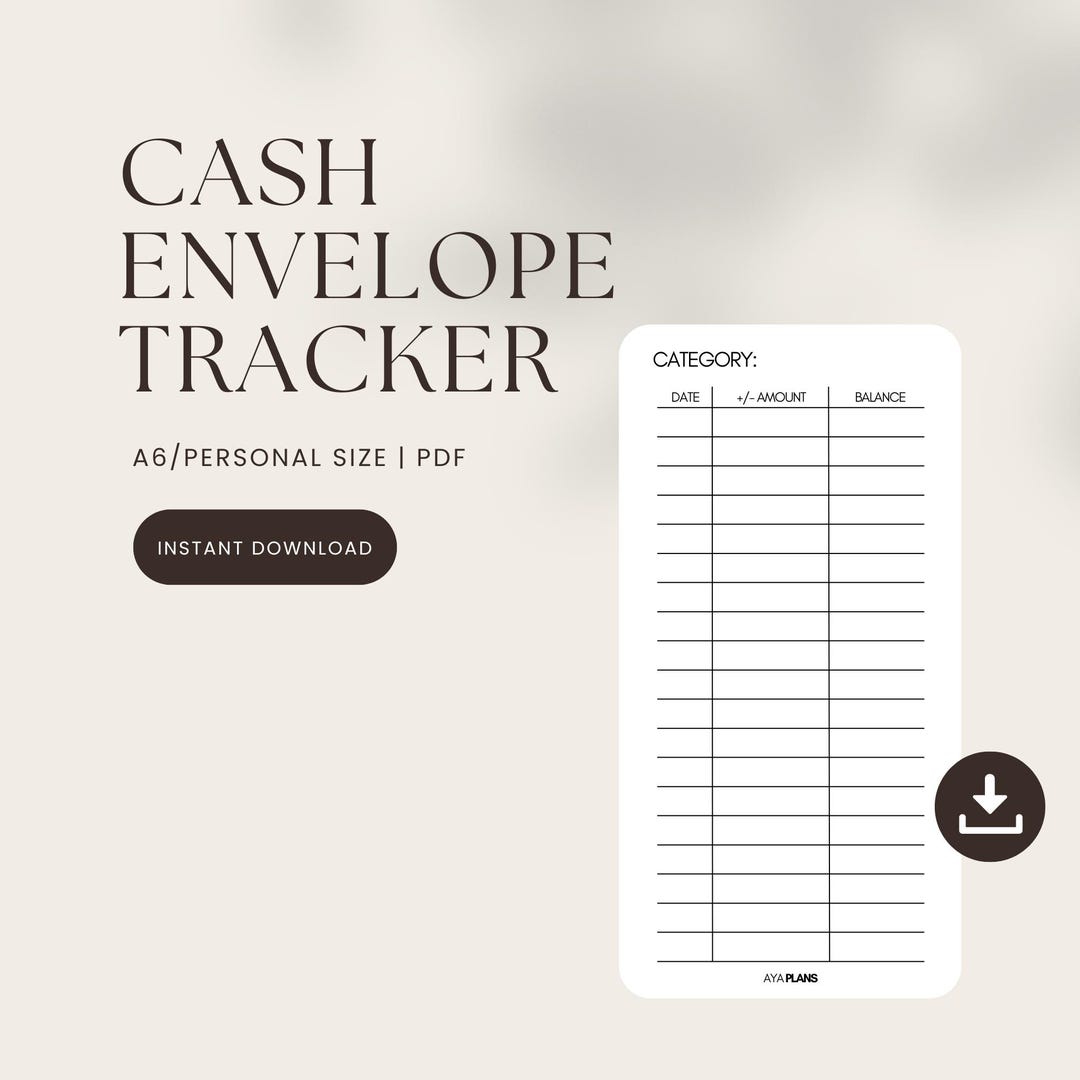 Printable Cash Envelope Tracker | A6/personal Size | Digital Download ...
