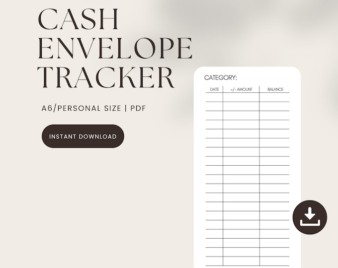 Printable Cash Envelope Tracker | A6/personal Size | Digital Download ...
