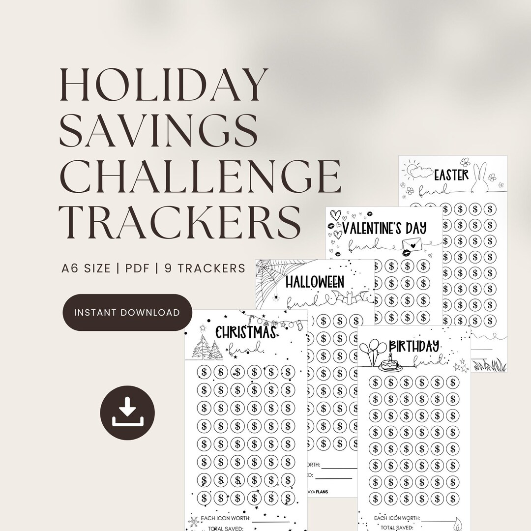 Printable Holiday Savings Challenge Tracker Bundle | A6 Size | Digital ...