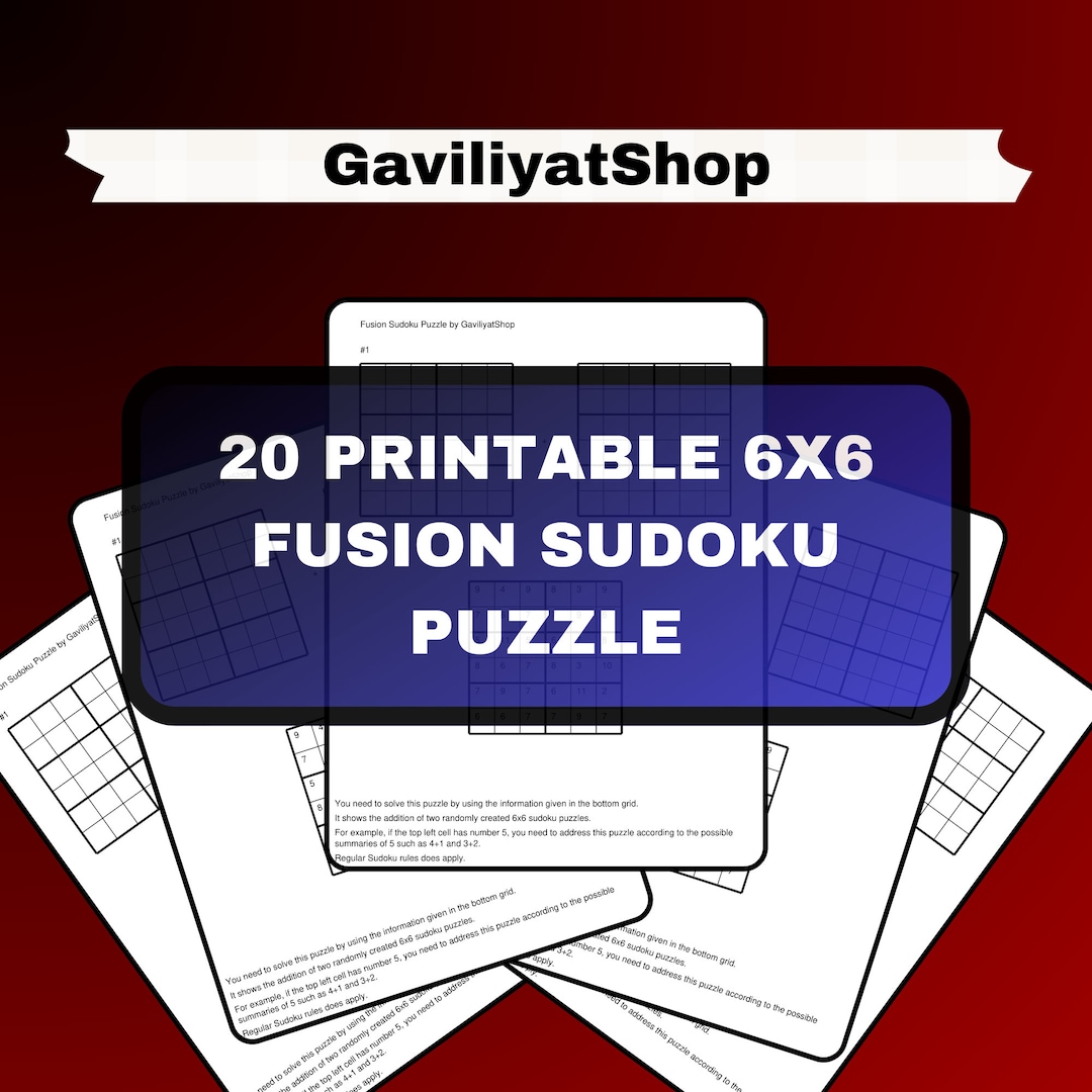Printable 6x6 Fusion Sudoku Puzzle - Etsy