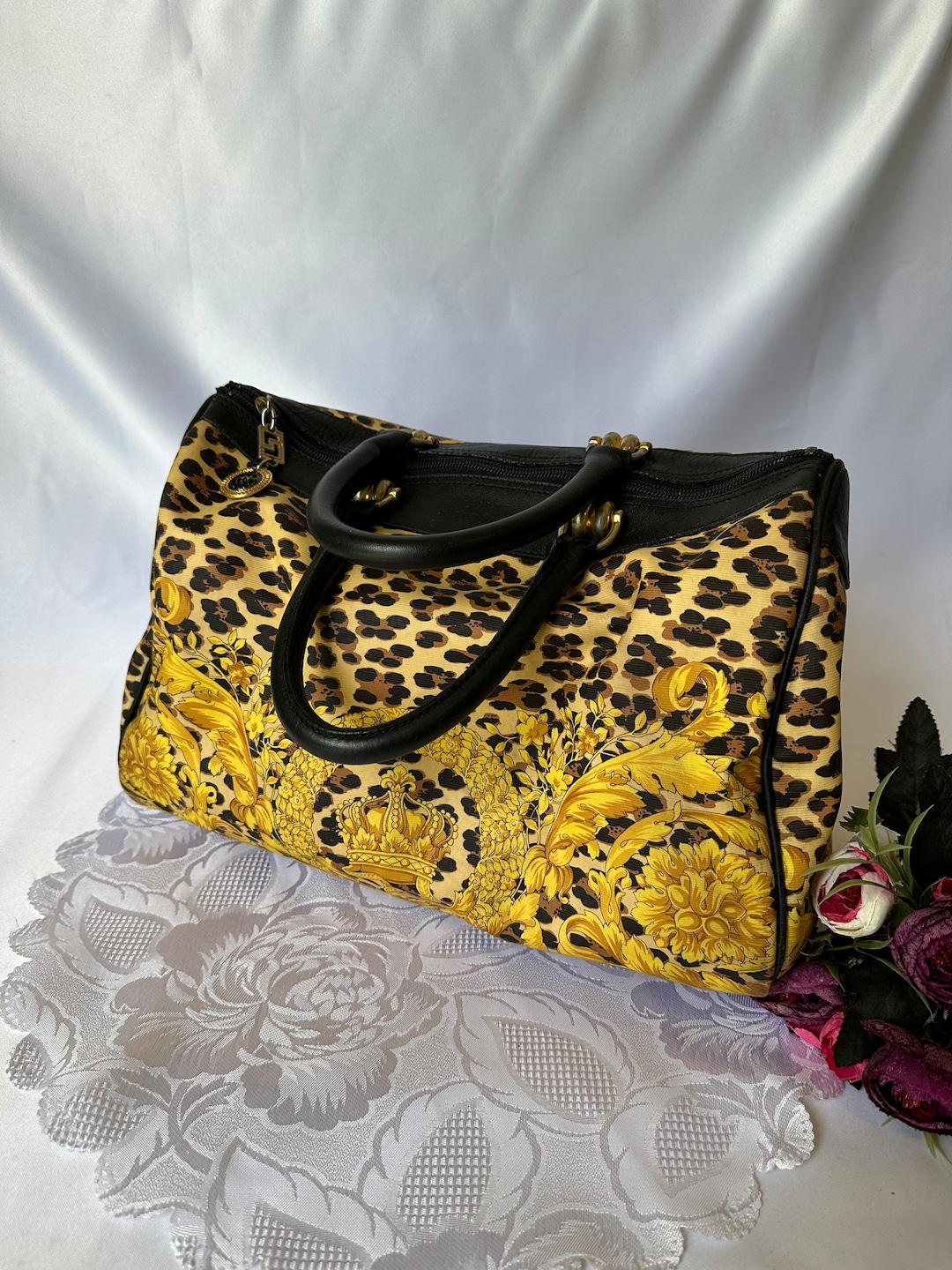 Vintage Gianni Ver Sace Leopard Print Boston Bag - Etsy