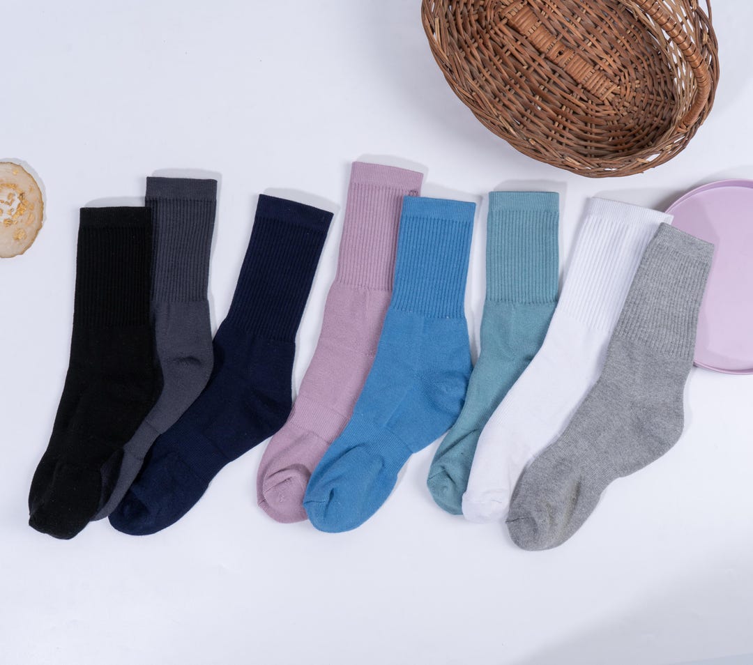 8 Solid Colors Women Men Bamboo Soft Socks, Short Boot Socks, Soft ...